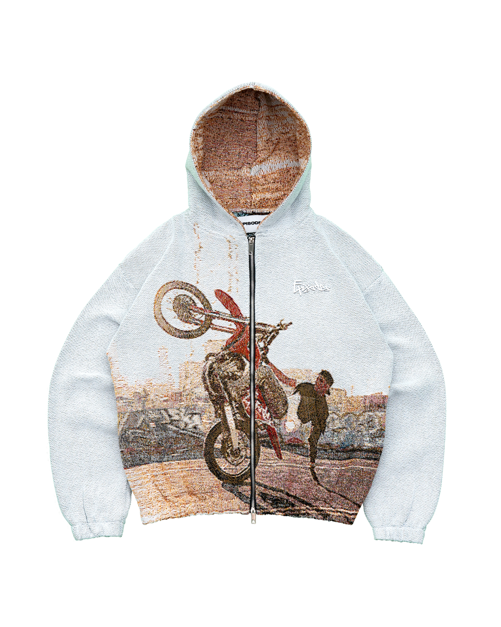 WHEEL UP Tapestry Zip-Up Hoodie - The Episodes Project